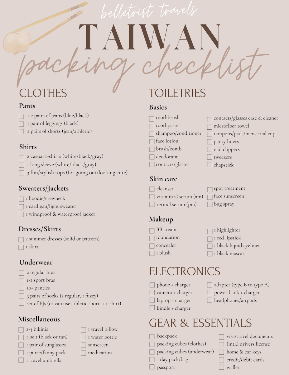 The Complete Female Taiwan Packing List | What to Wear + Checklist ...